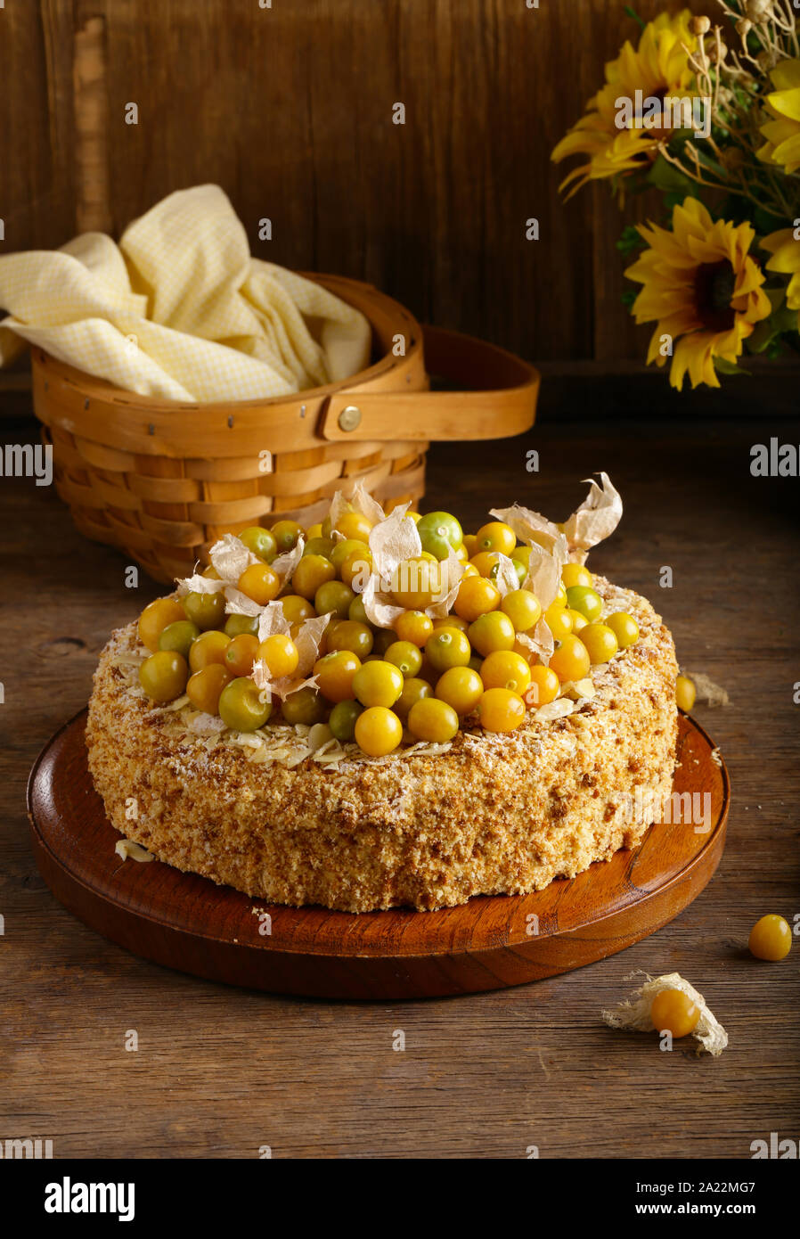homemade sponge cake with berries and nuts Stock Photo - Alamy