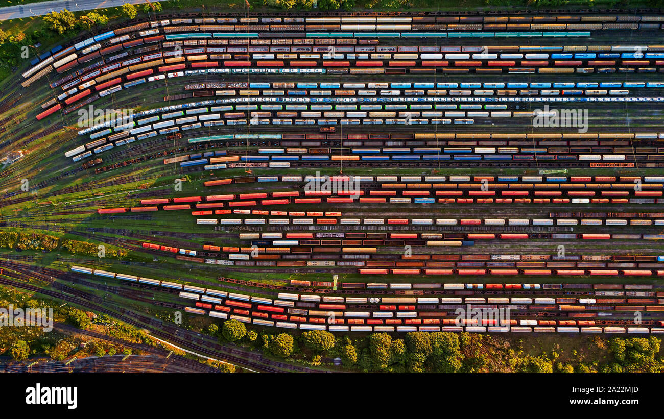 Trains from above. Europe transportation Stock Photo - Alamy