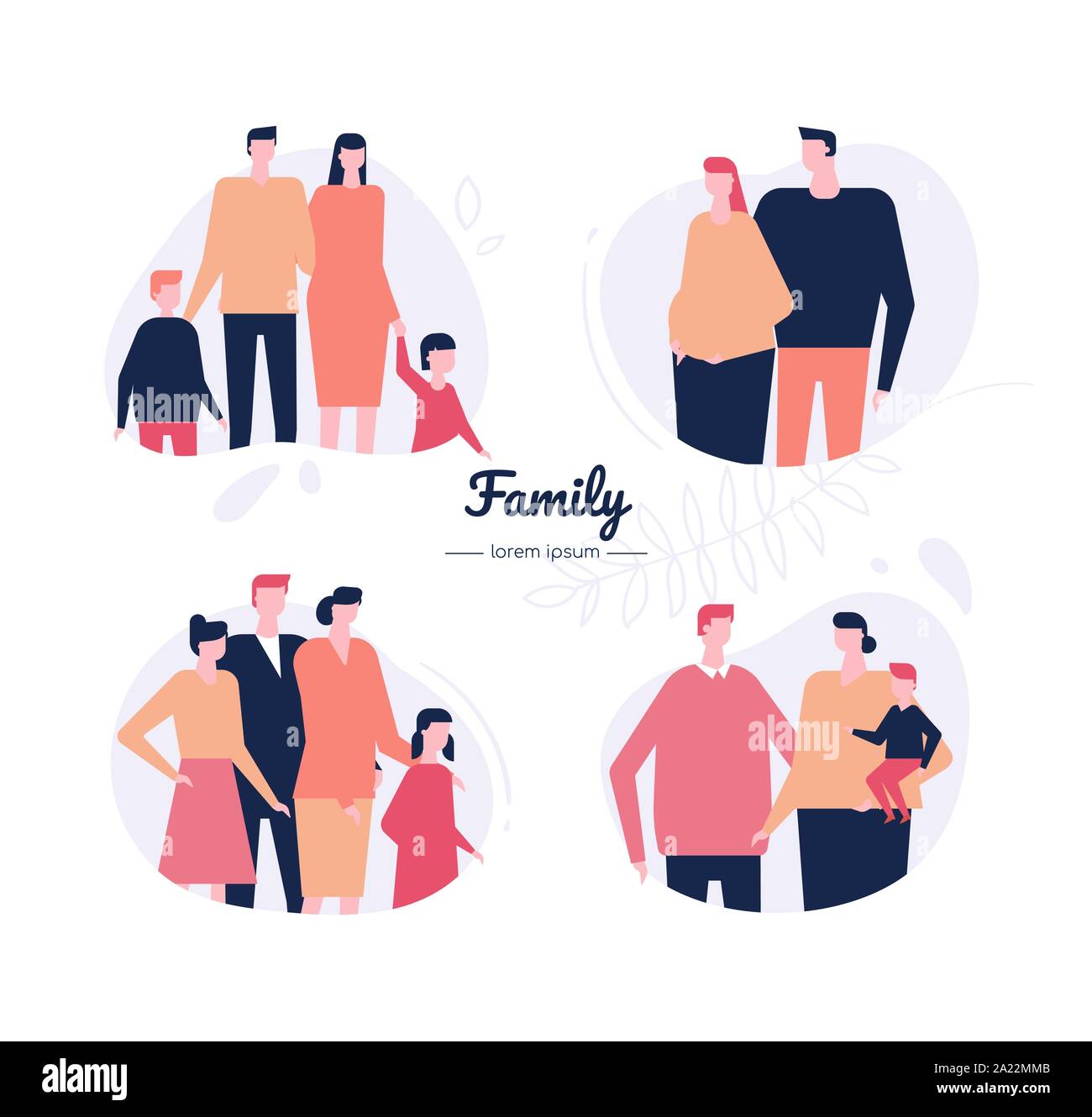 Flat style family poster hi-res stock photography and images - Alamy