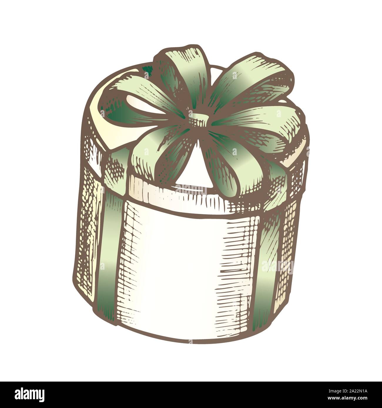 Gift Box Tall Round Shape With Ribbon Color Vector Stock Vector Image ...