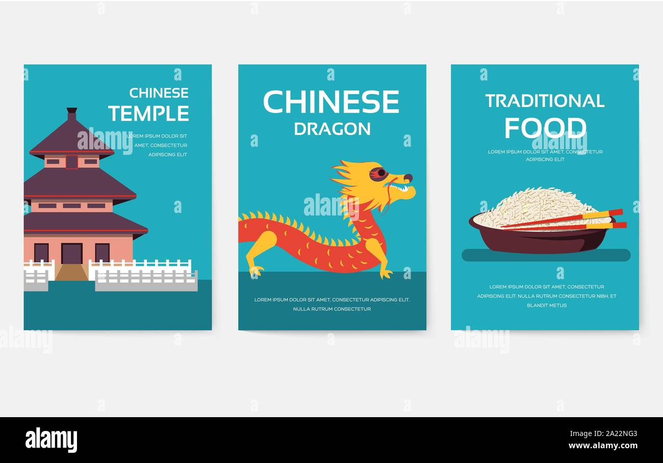 Set of China country ornament travel tour concept. Asian traditional ...
