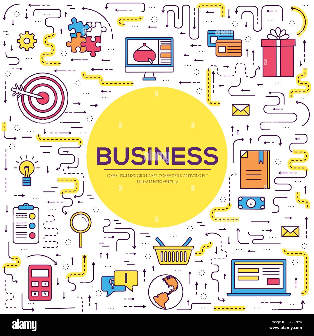 Business vector thin line. Marketing template layout outline ...