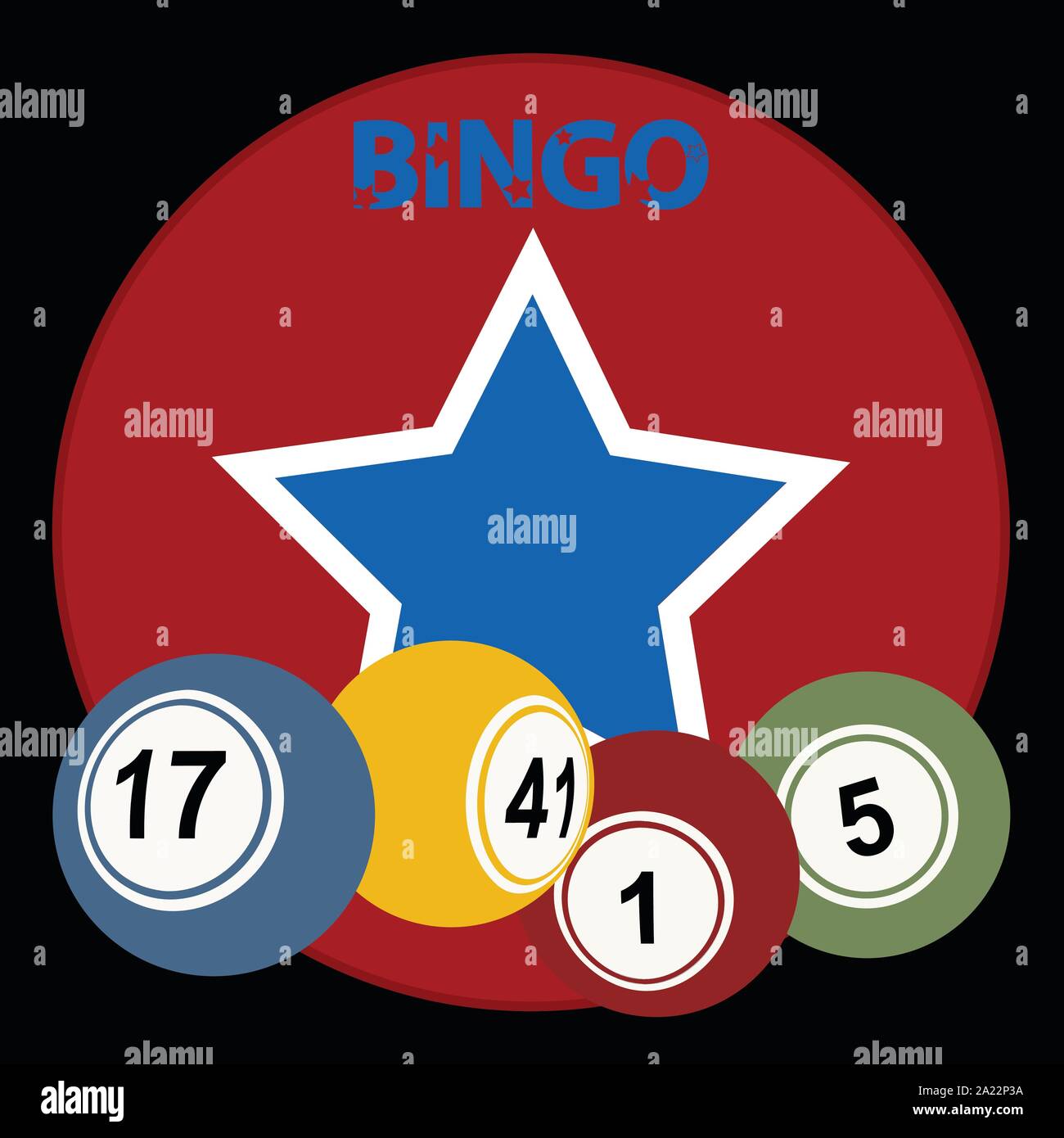 Red Circular Border With Vintage Star Bingo Lottery Balls And ...