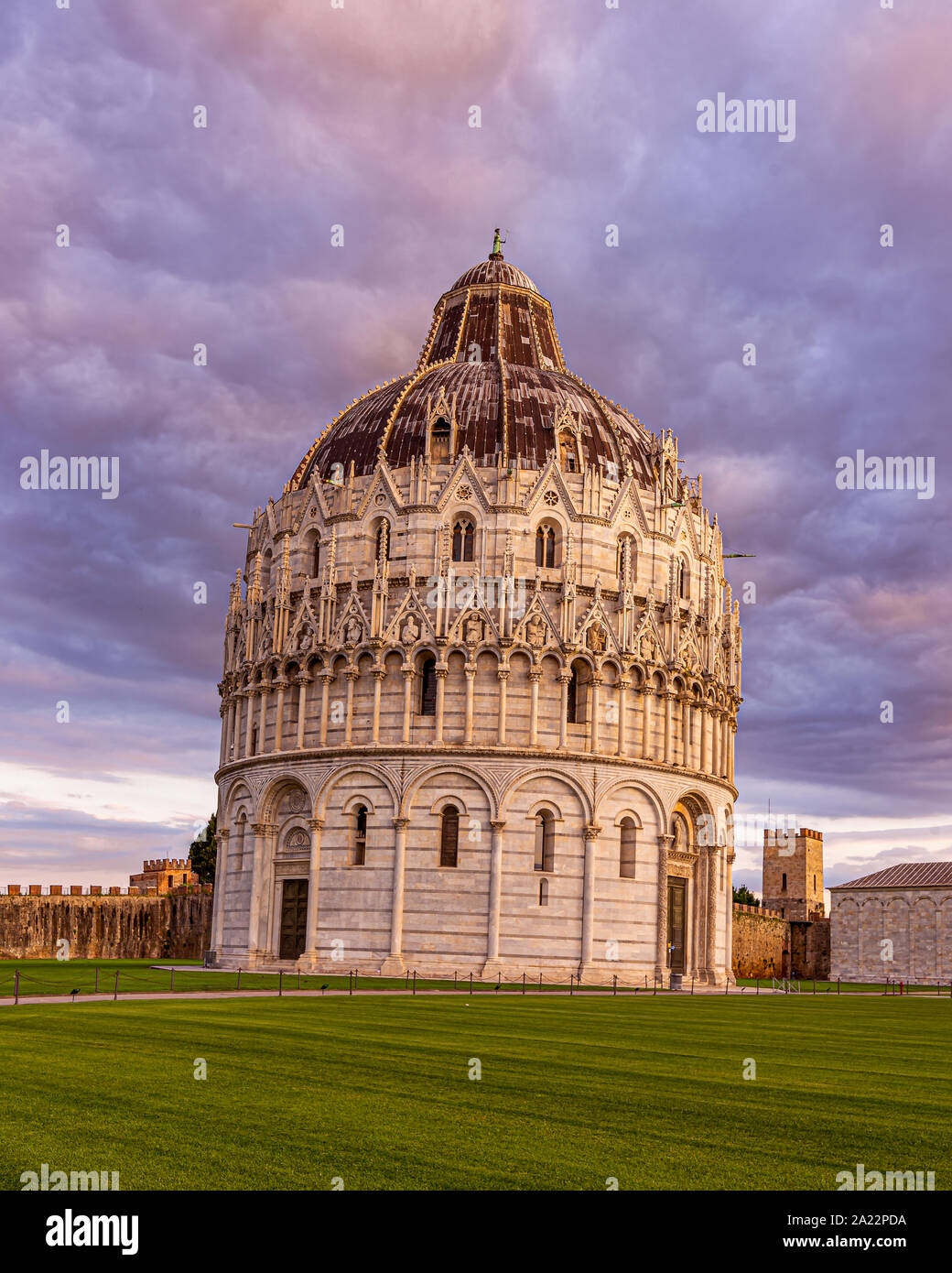 Pisa old town main suqare with tower of Pisa, Pisa cathedral and ...