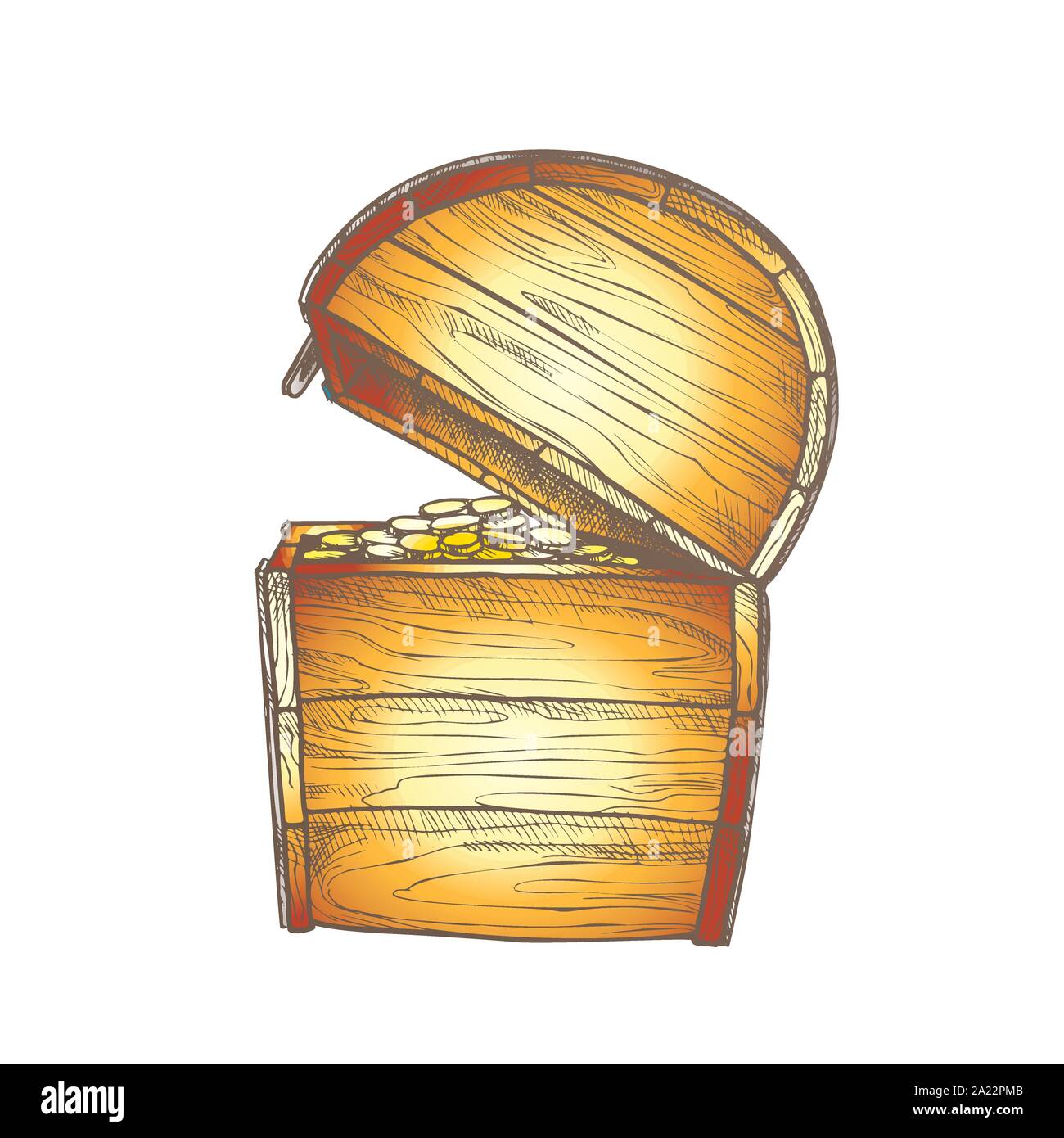 Treasure Chest With Coins Side View Color Vector Stock Vector Image ...