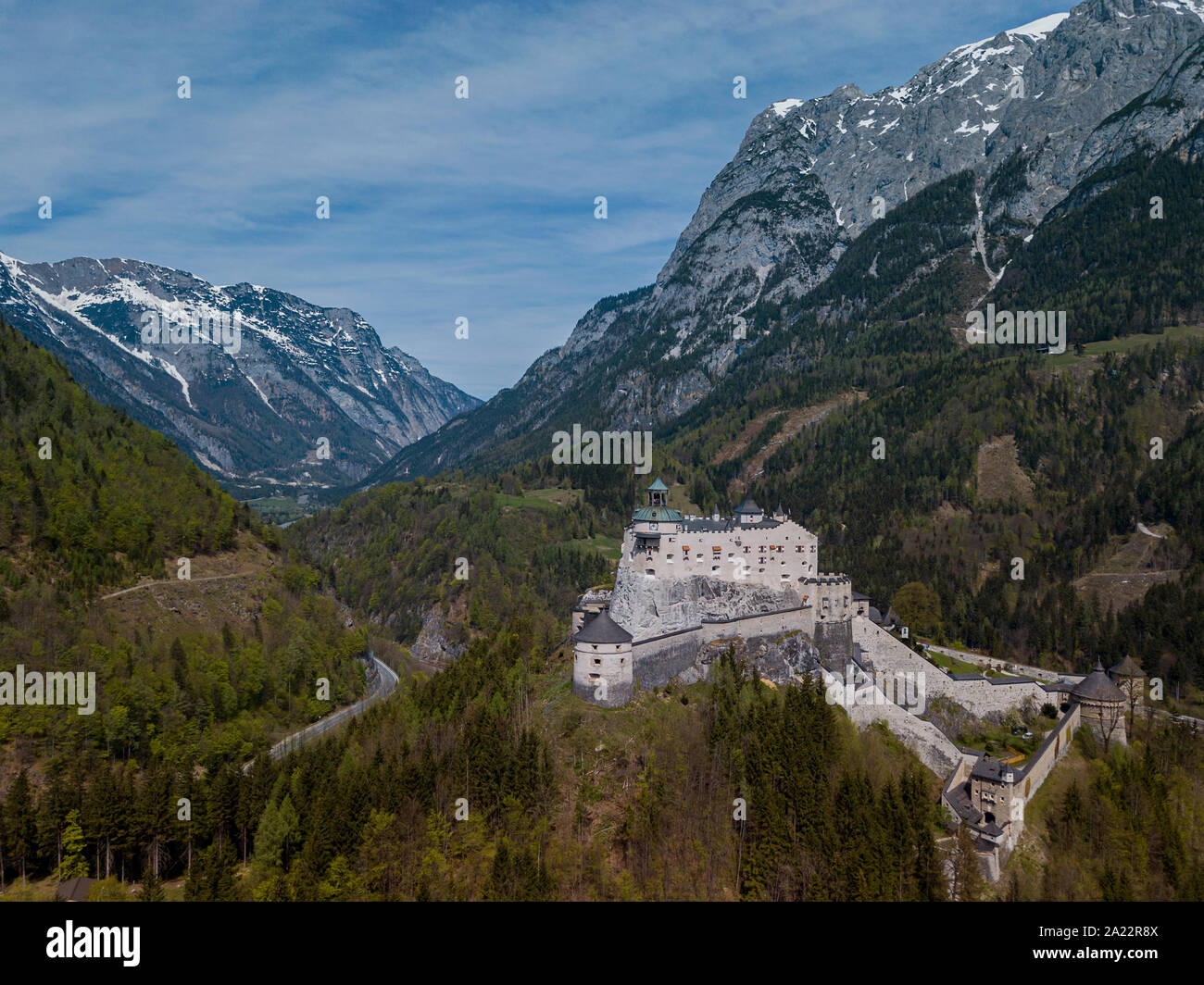 Hohenwerfen Castle is a medieval rock castle in central alps Austria ...