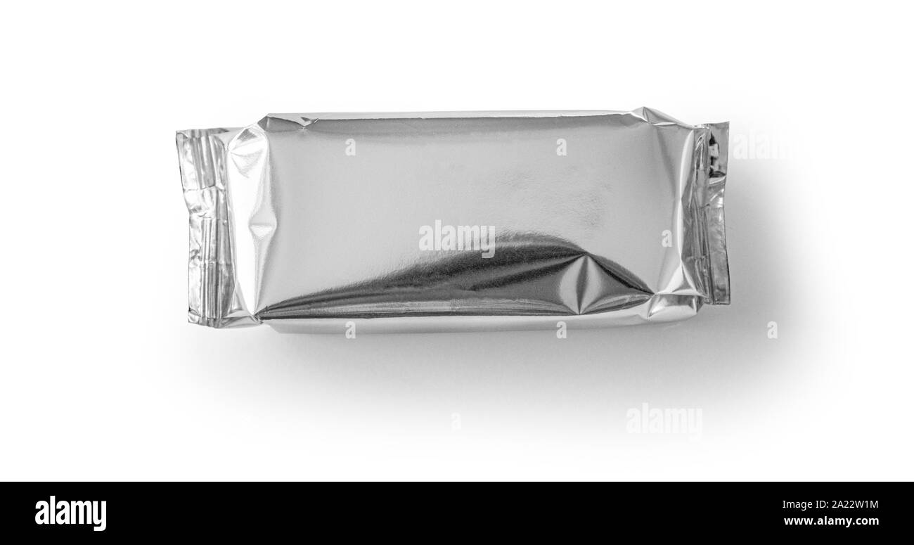 blank silver product packaging on white background with clipping path ...