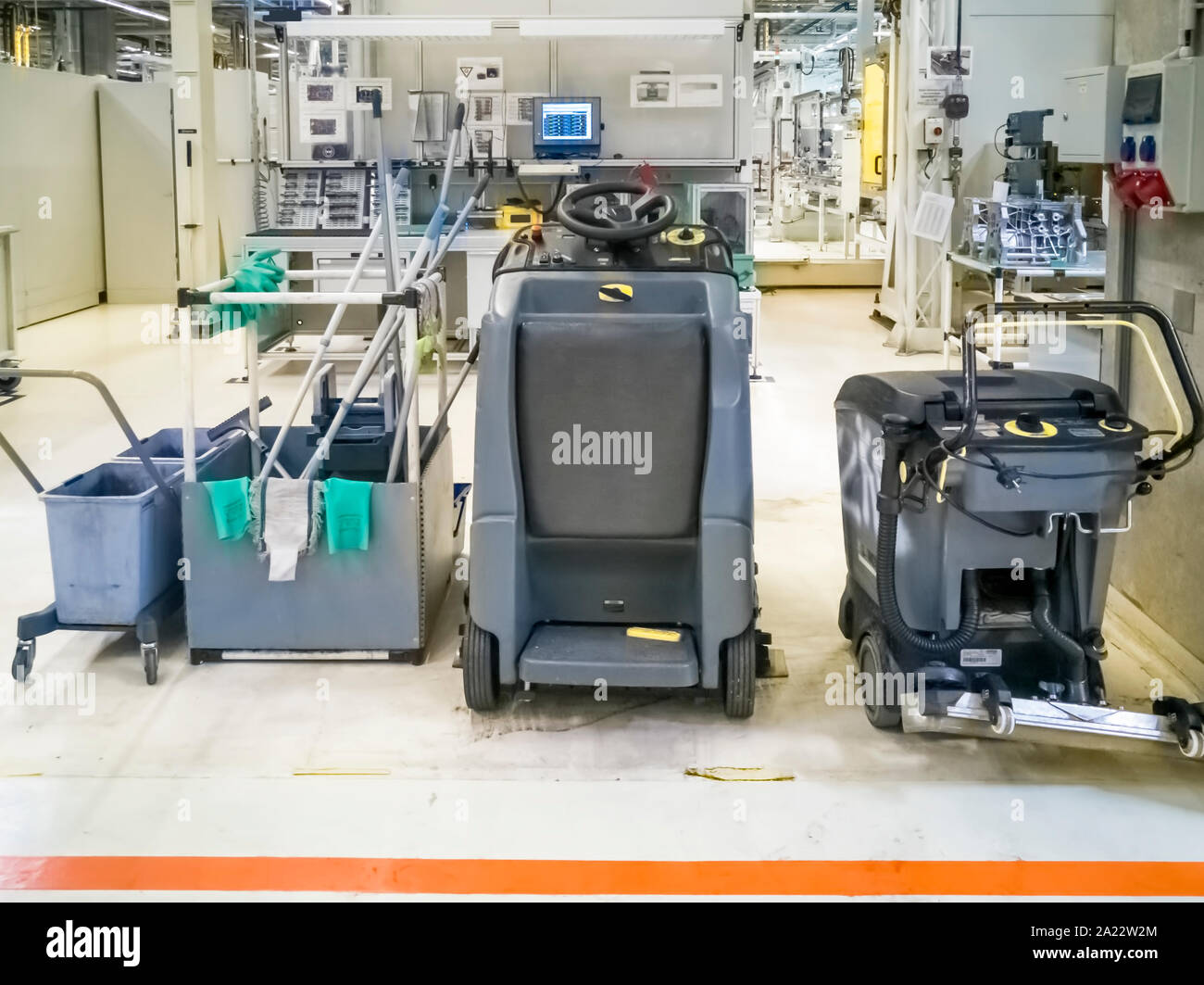 Machines for washing floors in production facilities Stock Photo - Alamy
