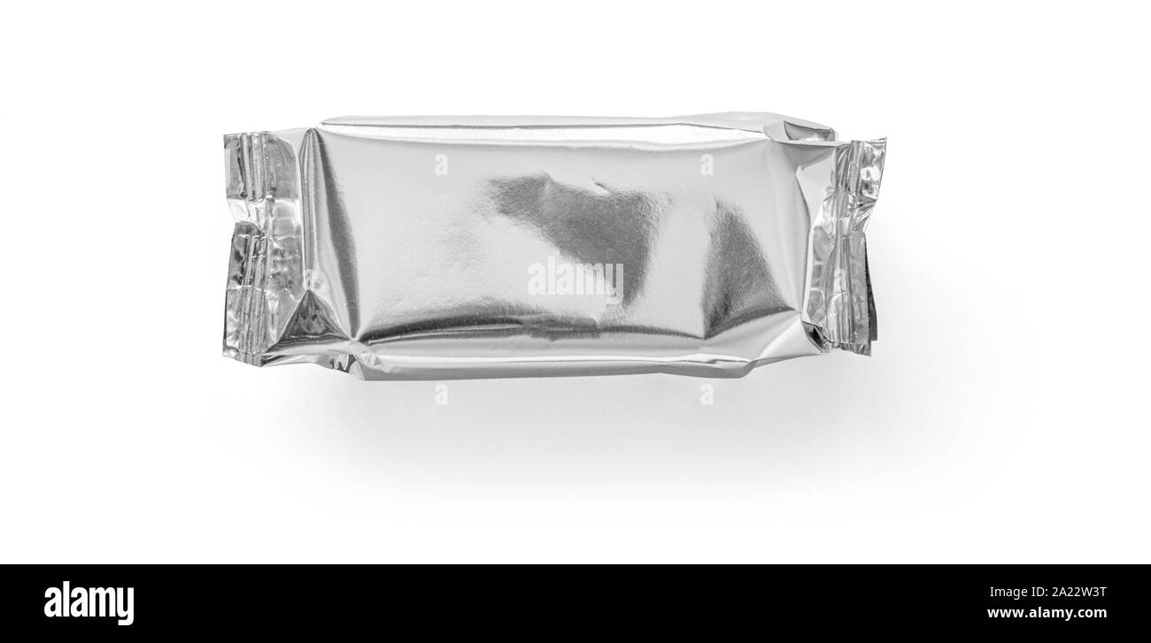 blank silver product packaging on white background with clipping path ...