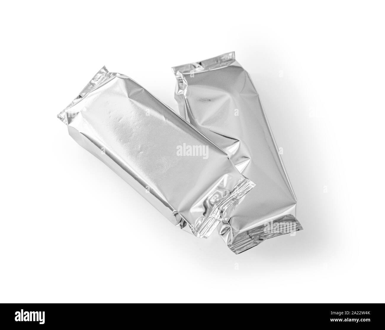 blank silver product packaging on white background with clipping path ...