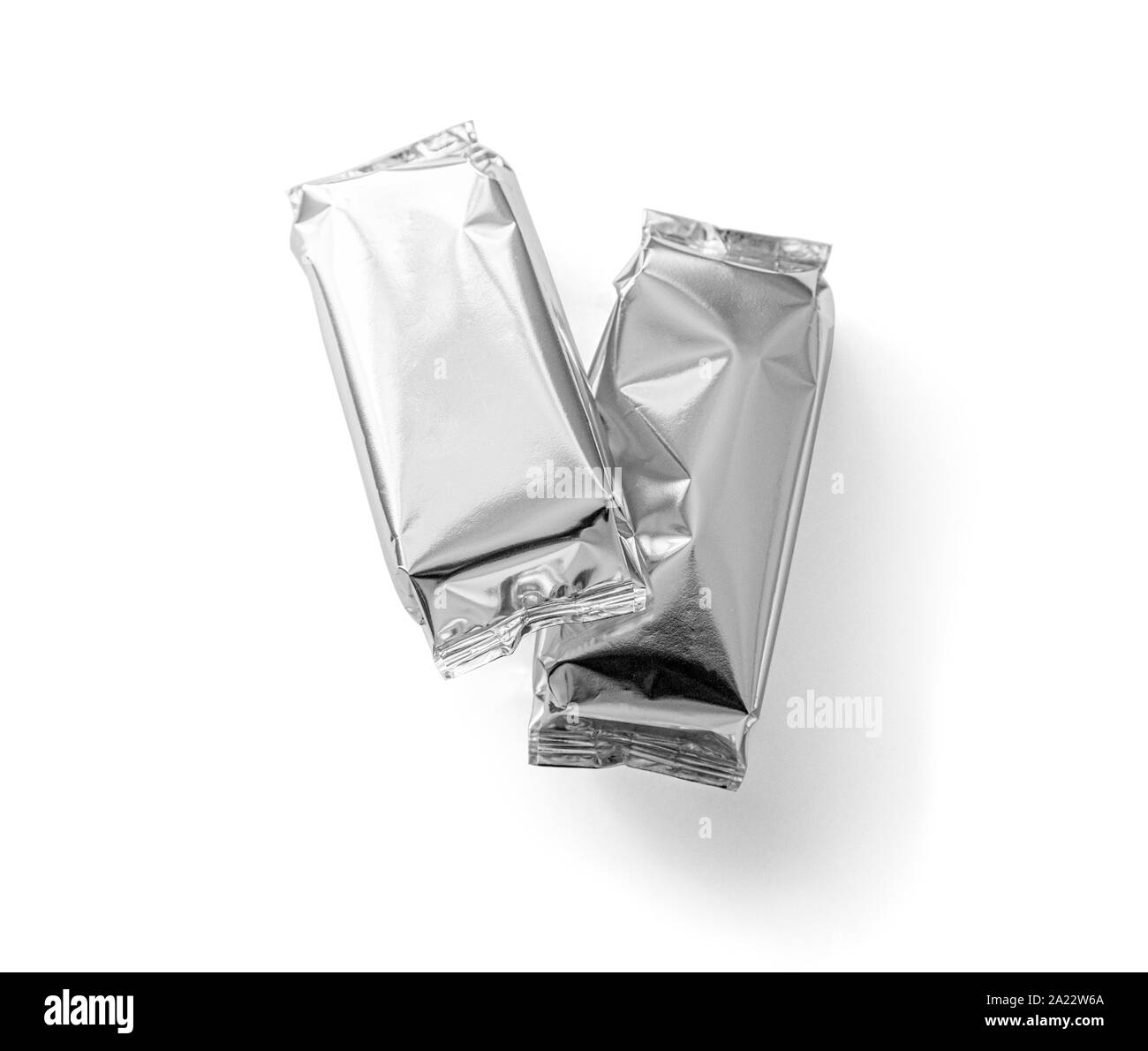 blank silver product packaging on white background with clipping path ...
