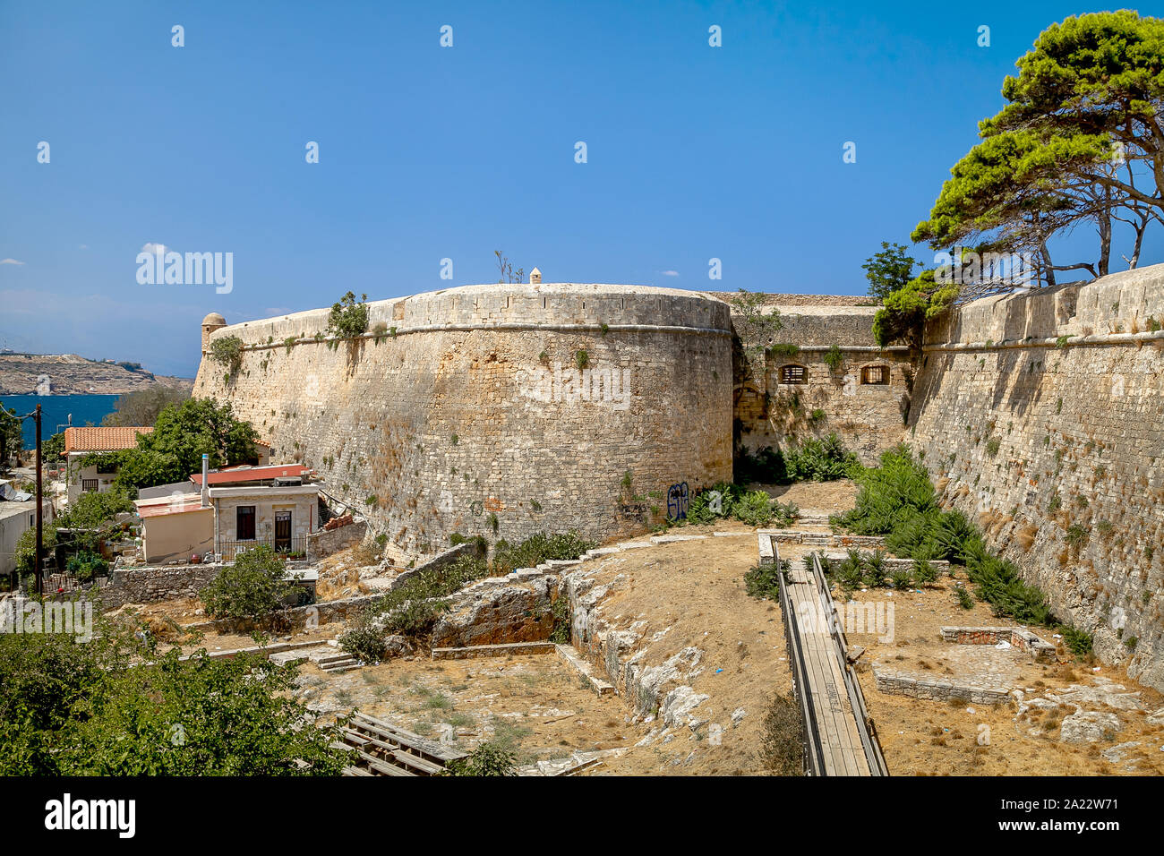 The old Venetian fortress of Fortezza. Greece. Crete. Rethymno Stock ...