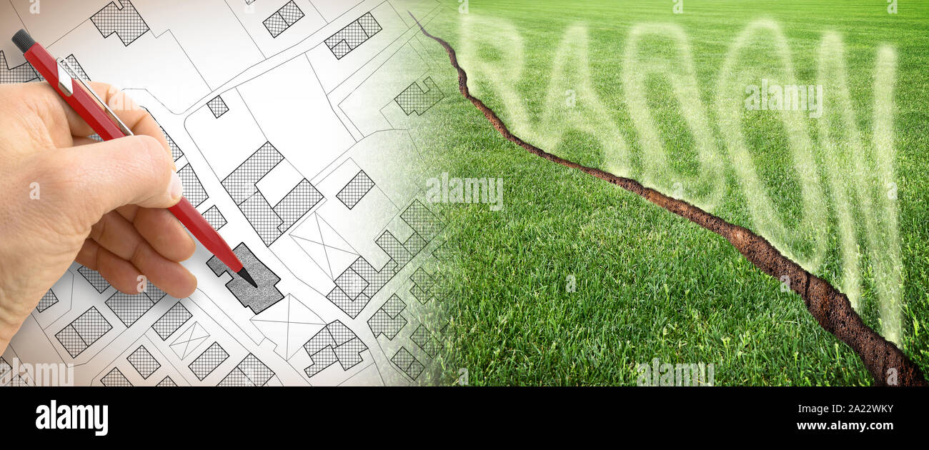 The danger of radon gas in our cities - concept image with cracked ...