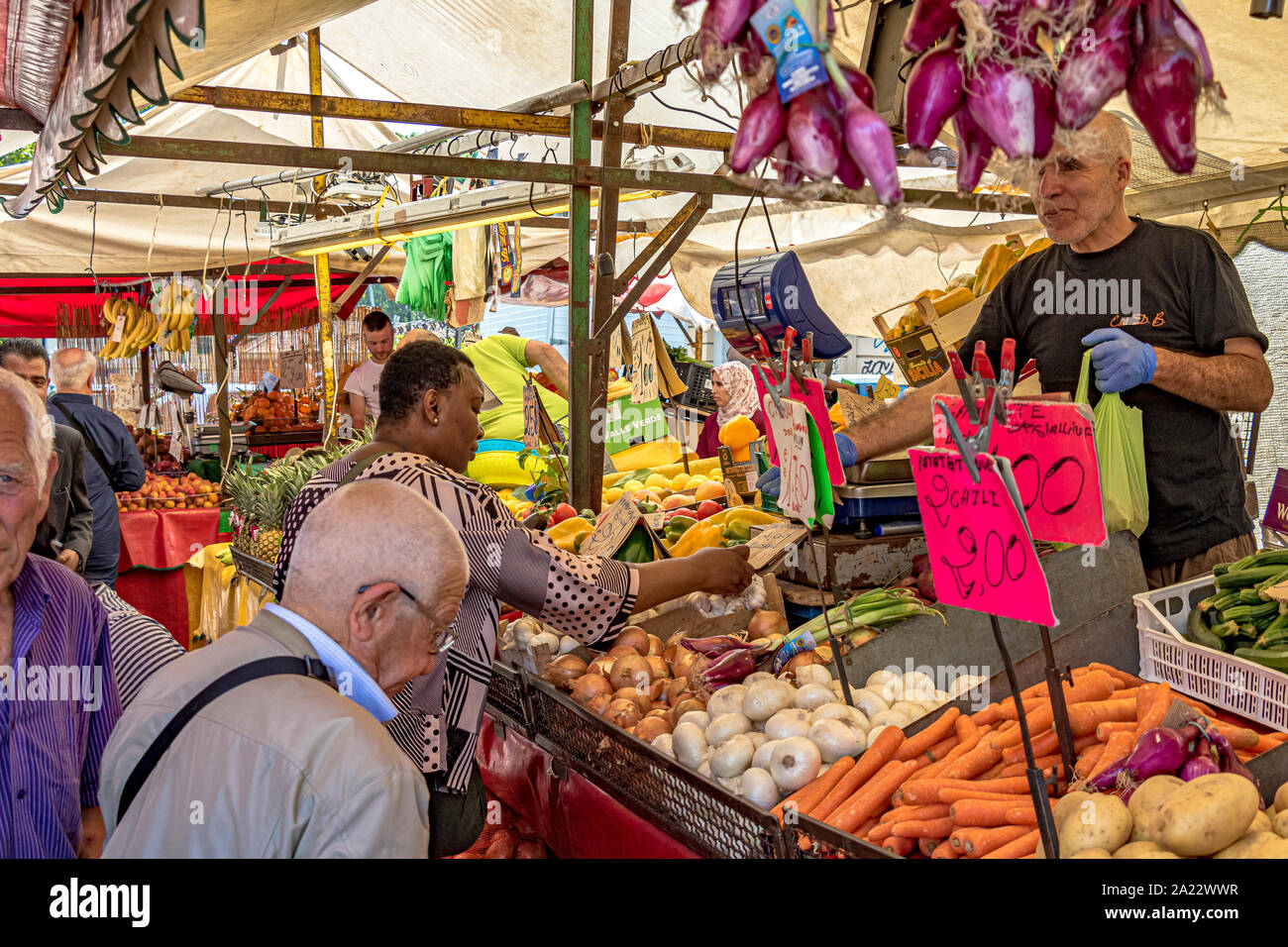 People shopping at Mercato di Porta Palazzo ,one of the largest open ...