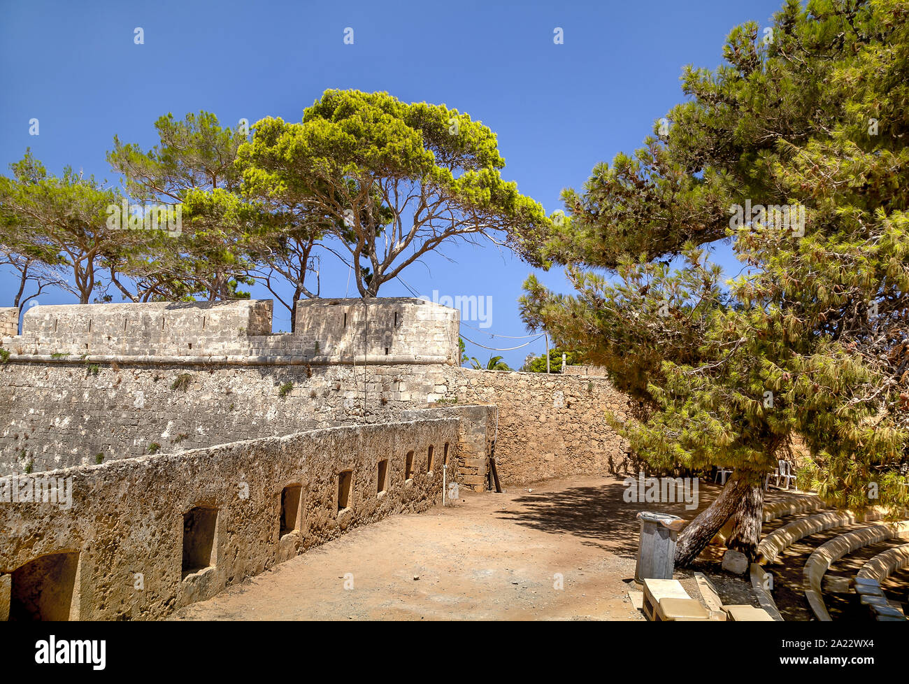 The old Venetian fortress of Fortezza. Greece. Crete. Rethymno Stock ...