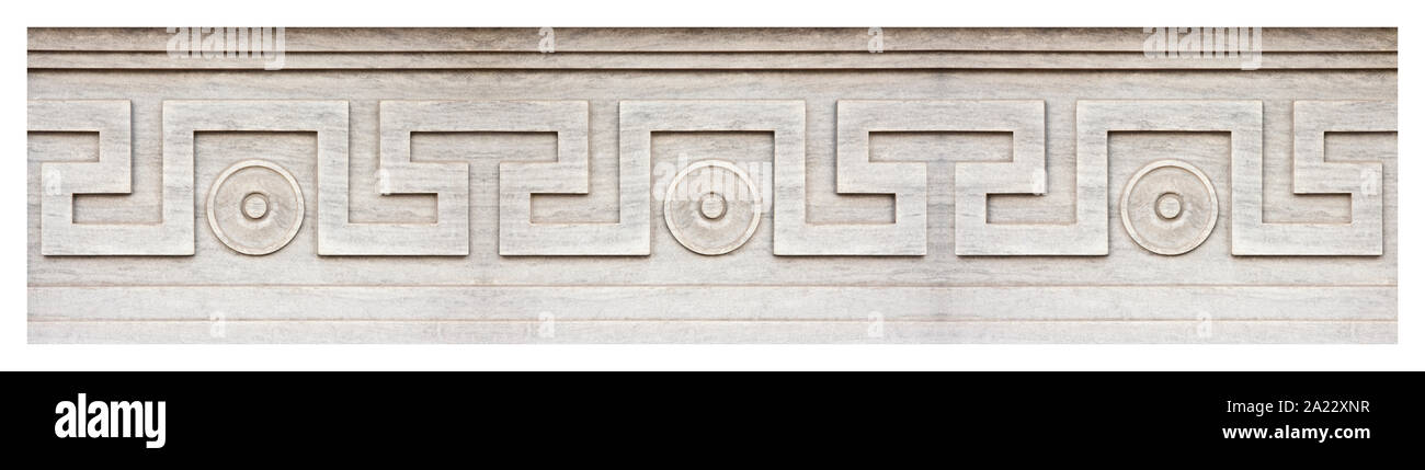 Old carved white stone frame with geometric shape on white background ...