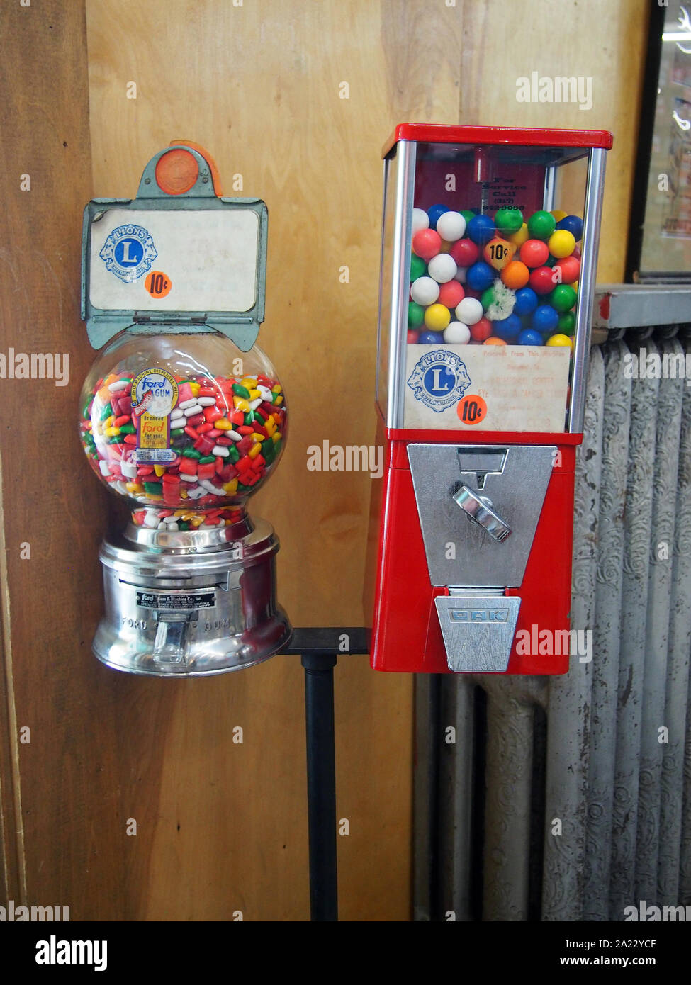 Old-fashioned gumball machines located inside the famous Stout's Shoe ...