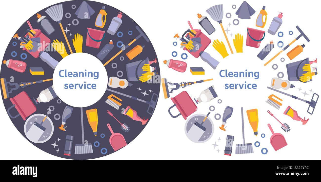 Cleaning service flat illustration. House cleaning services with ...
