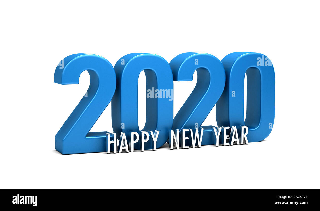 Happy New Year 2020 in blue color numbers with text holiday greeting ...