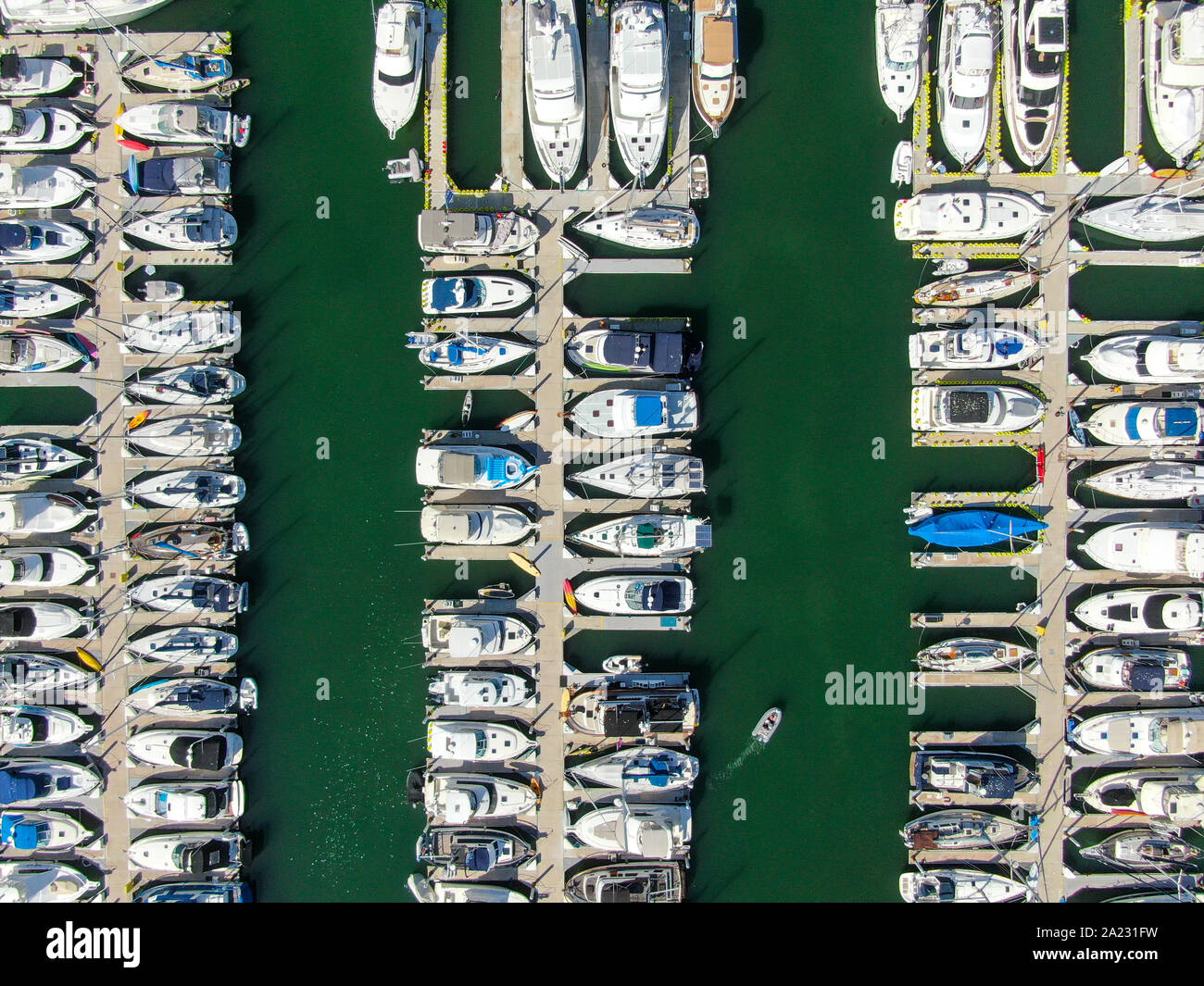 Aerial top view of boats and yachts in marina. Yacht parking, Marina ...