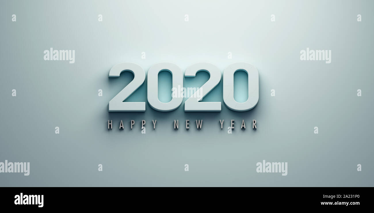Happy New Year 2020 in light blue color numbers with text holiday ...