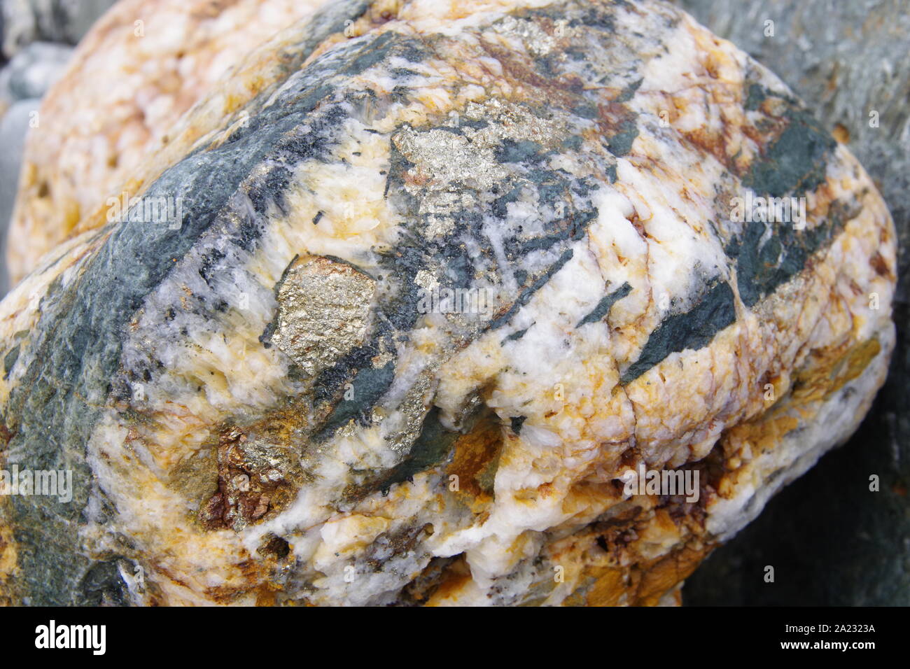 Hydrothermal Metalliferous Mineral Bearing Rock, Pyrite, Quartz etc ...