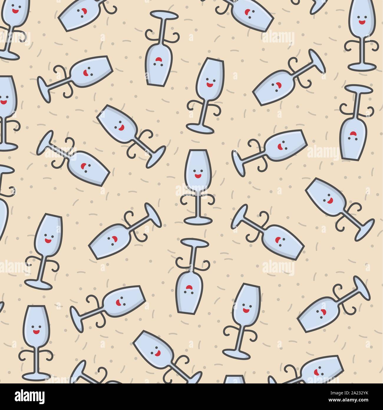 A Cute Wine Glass Illustration Vector for Background with Blue Color ...