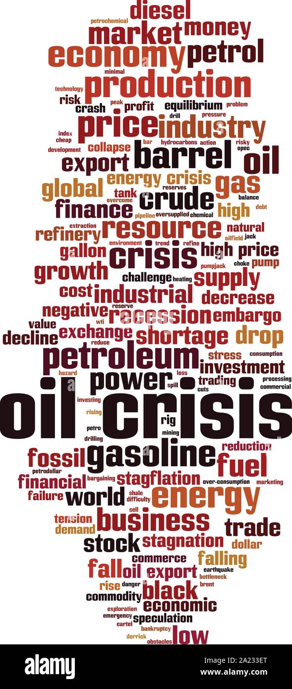 Oil crisis word cloud concept. Collage made of words about oil crisis ...