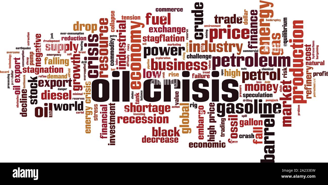 Oil crisis word cloud concept. Collage made of words about oil crisis ...