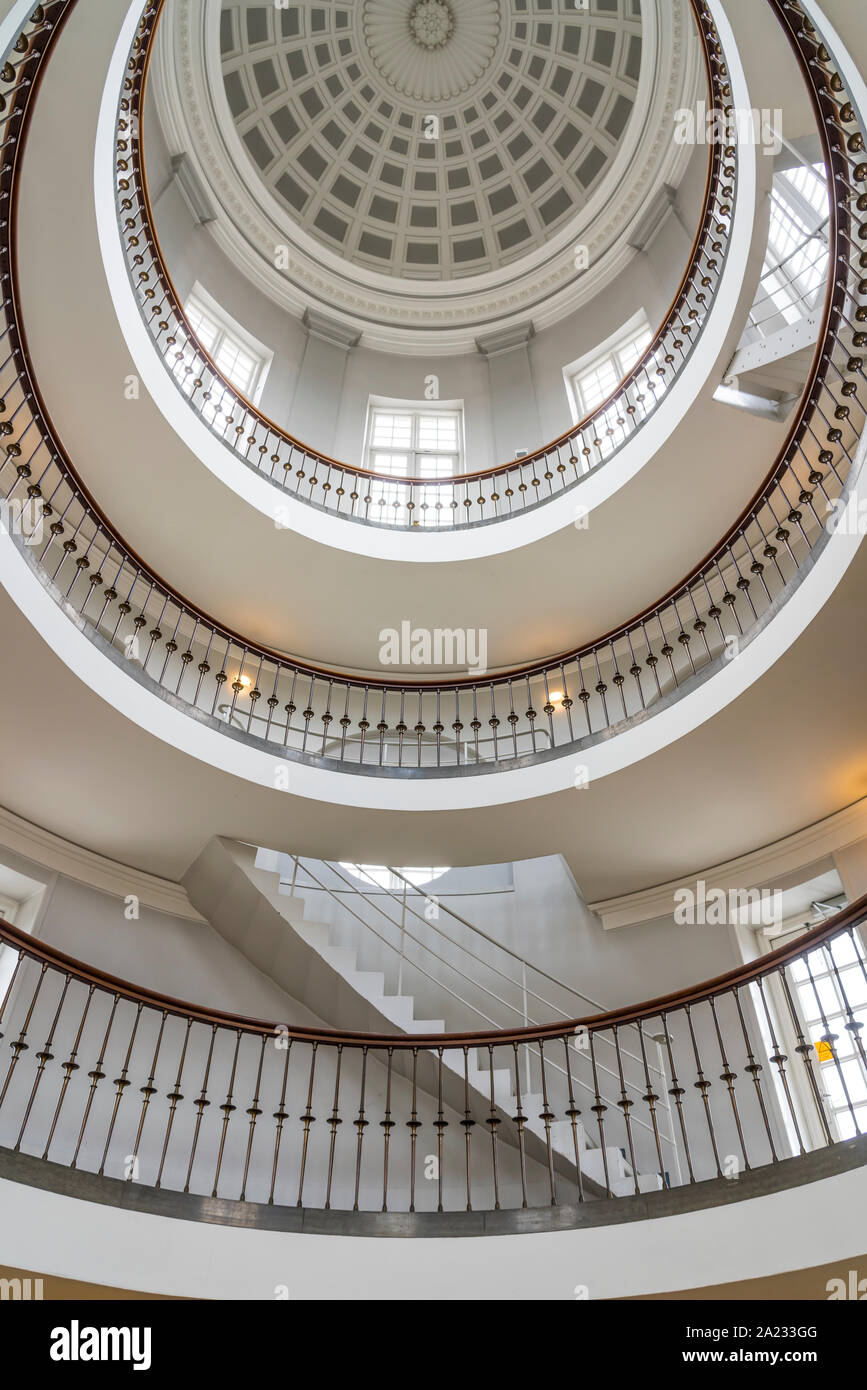 The spiral staircase of the Axelborg Stairs in Copenhagen, Denmark ...