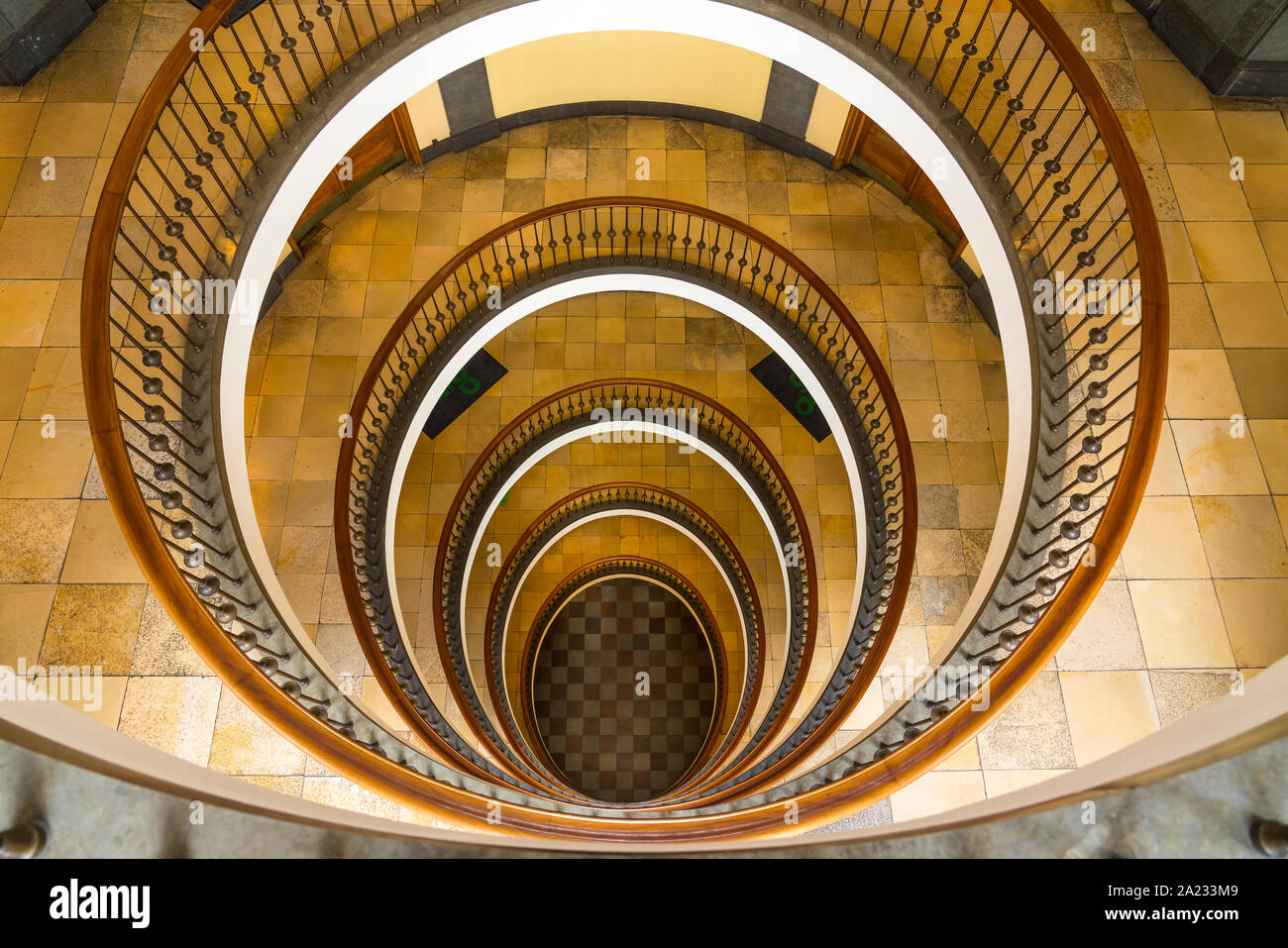 The spiral staircase of the Axelborg Stairs in Copenhagen, Denmark ...