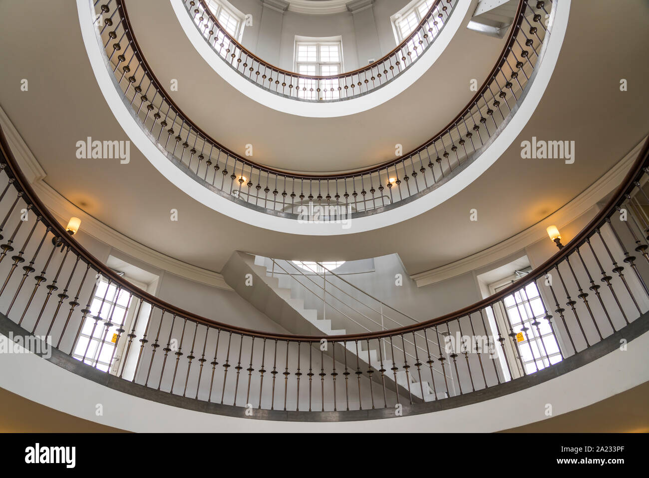 The spiral staircase of the Axelborg Stairs in Copenhagen, Denmark ...