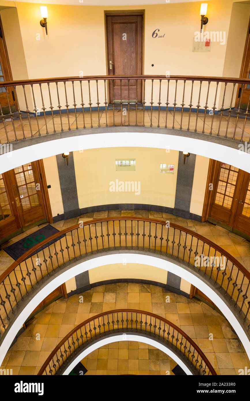The spiral staircase of the Axelborg Stairs in Copenhagen, Denmark ...