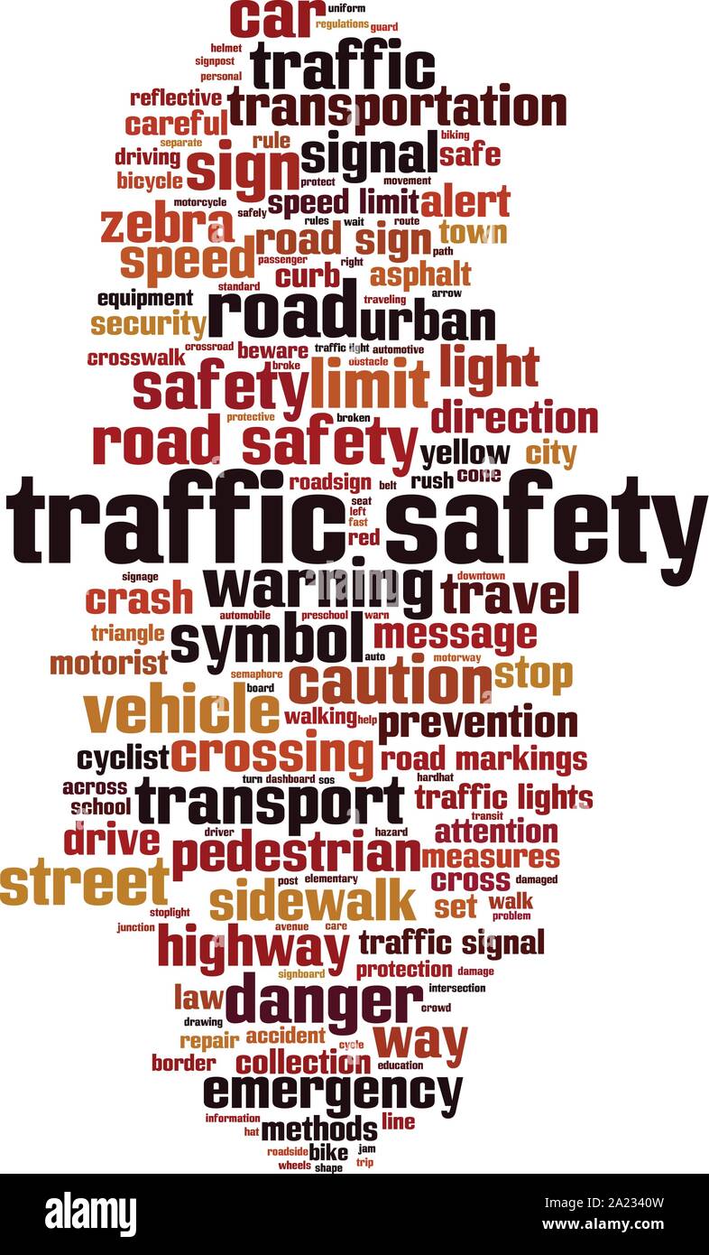 Traffic safety word cloud concept. Collage made of words about traffic ...