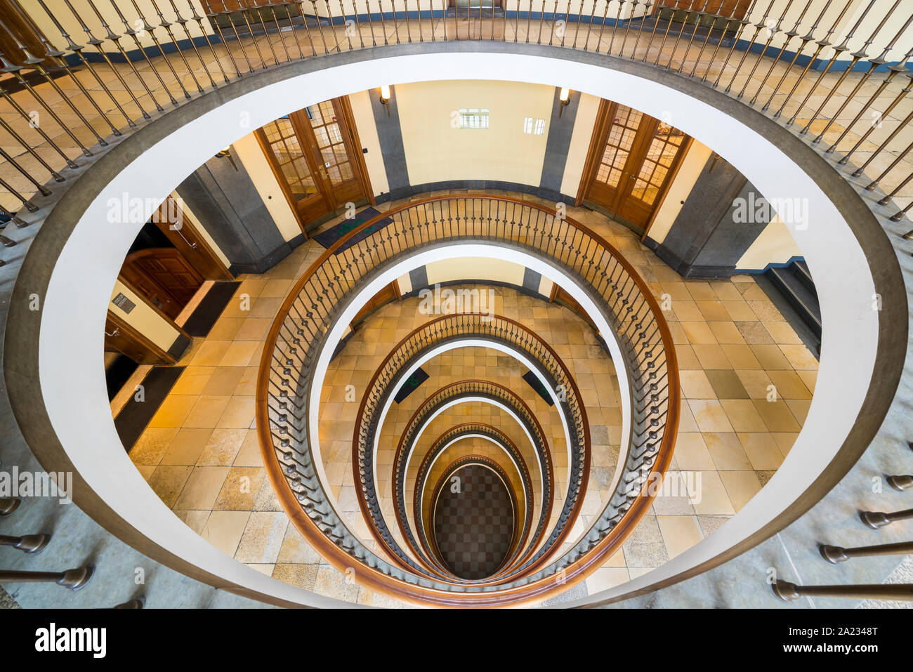 The spiral staircase of the Axelborg Stairs in Copenhagen, Denmark ...
