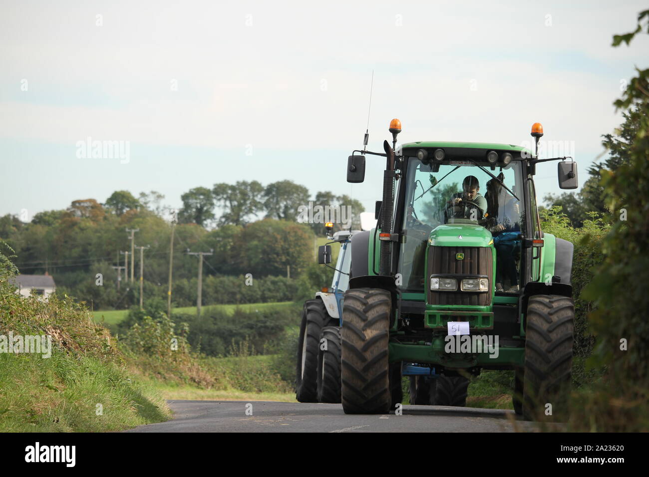 Green John Deere tractor seen at a tractor run Stock Photo - Alamy