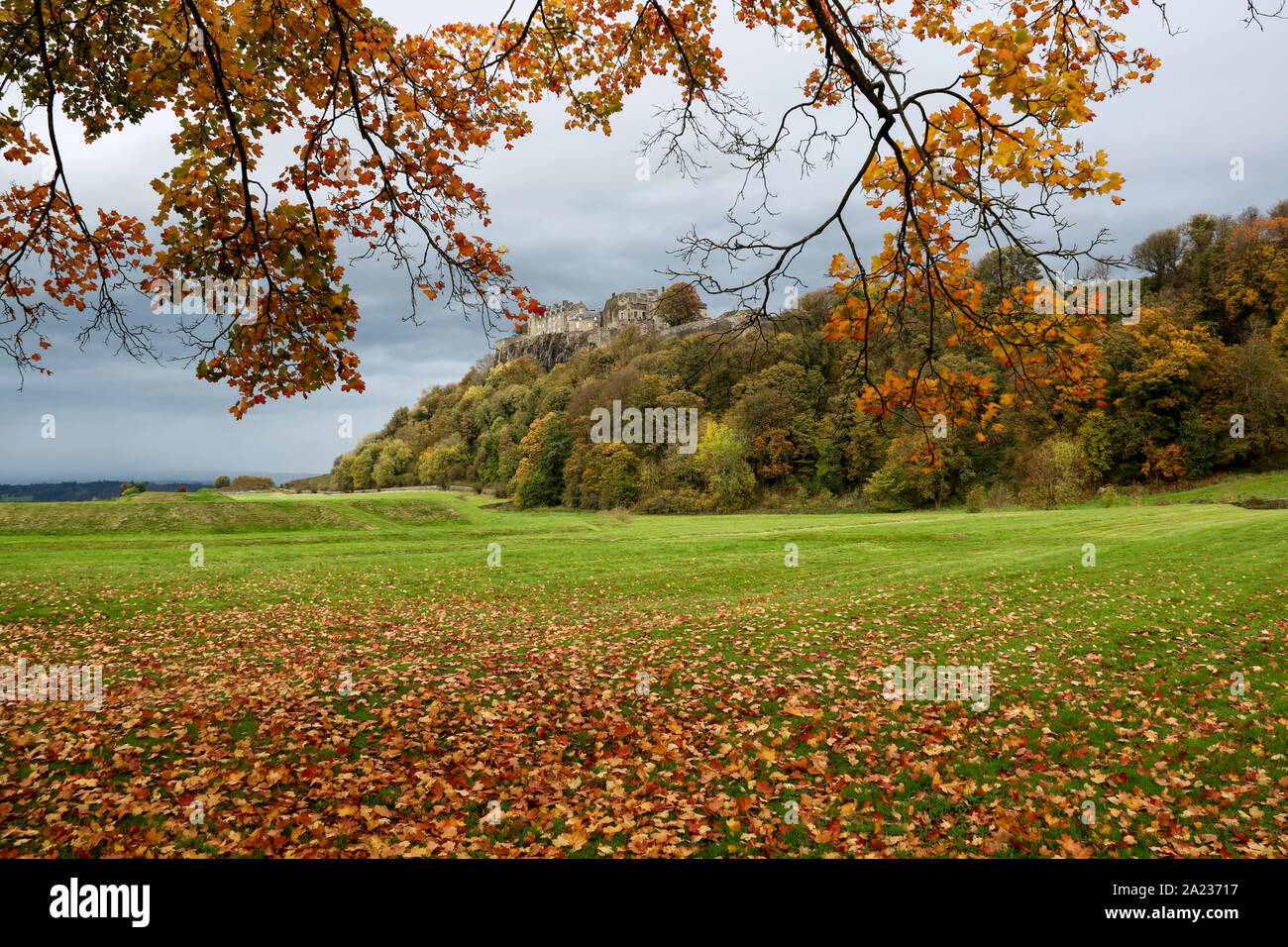 Stirling Castle Scotland in Autumn from the Kings Knot gardens Stock ...