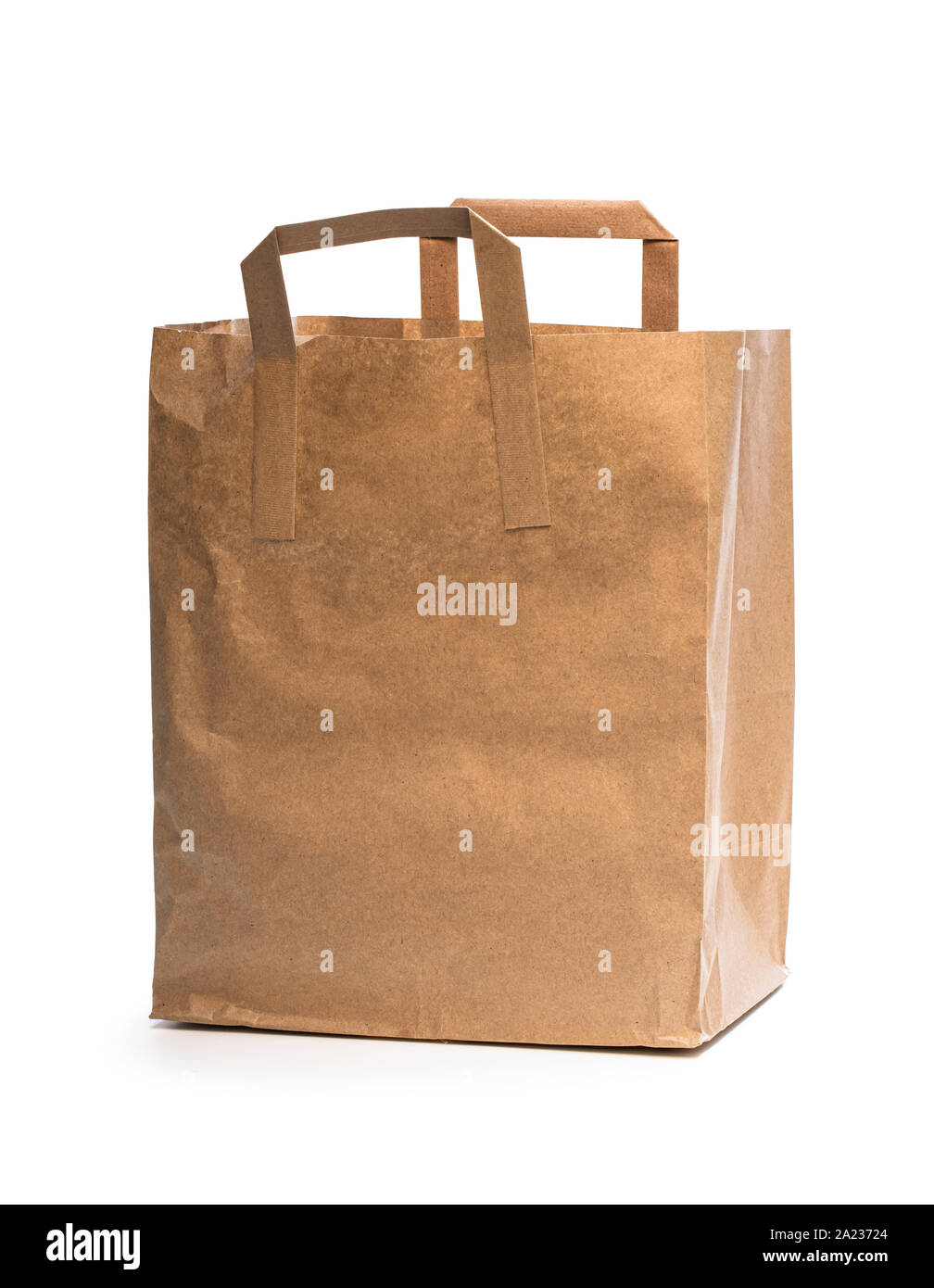 Paper bag package isolated on white Stock Photo - Alamy