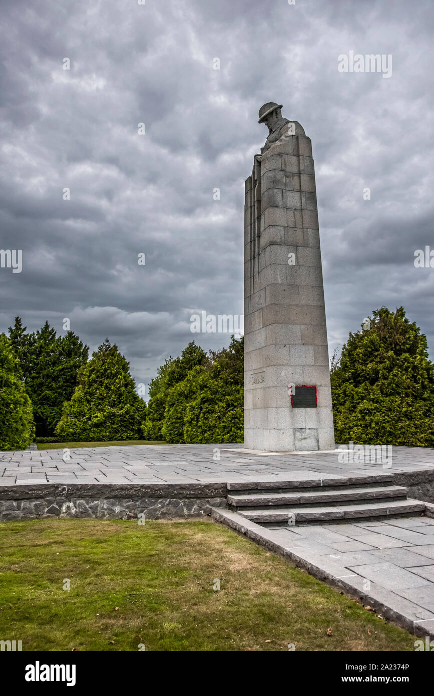 The Canadian Brooding Soldier at Vancouver Corner at St Juliaan on the ...
