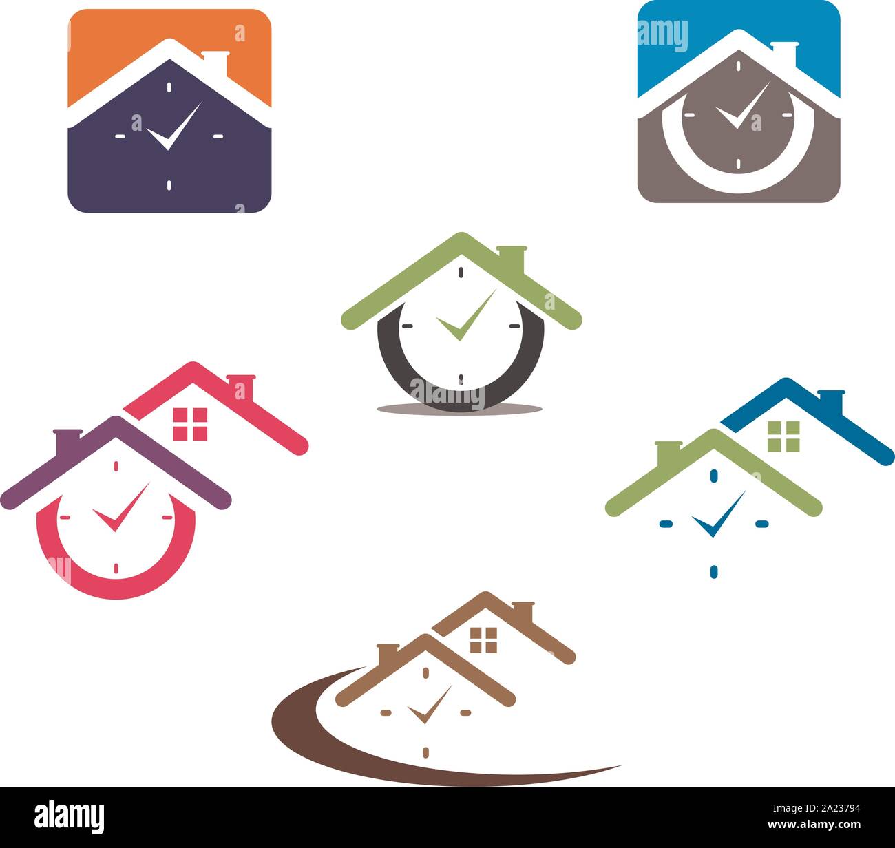 set Time House Icon Logo Design Element Stock Vector Image & Art - Alamy