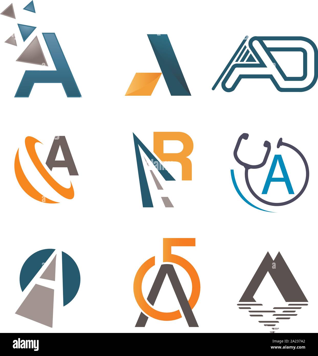 Set of letter logo design template elements collection of vector letter ...