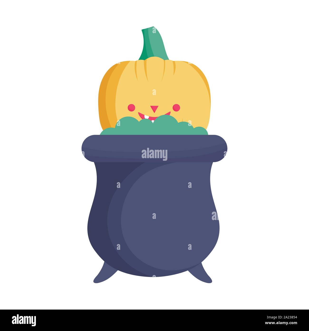 pumpkin cauldron spell trick or treat happy halloween vector ...