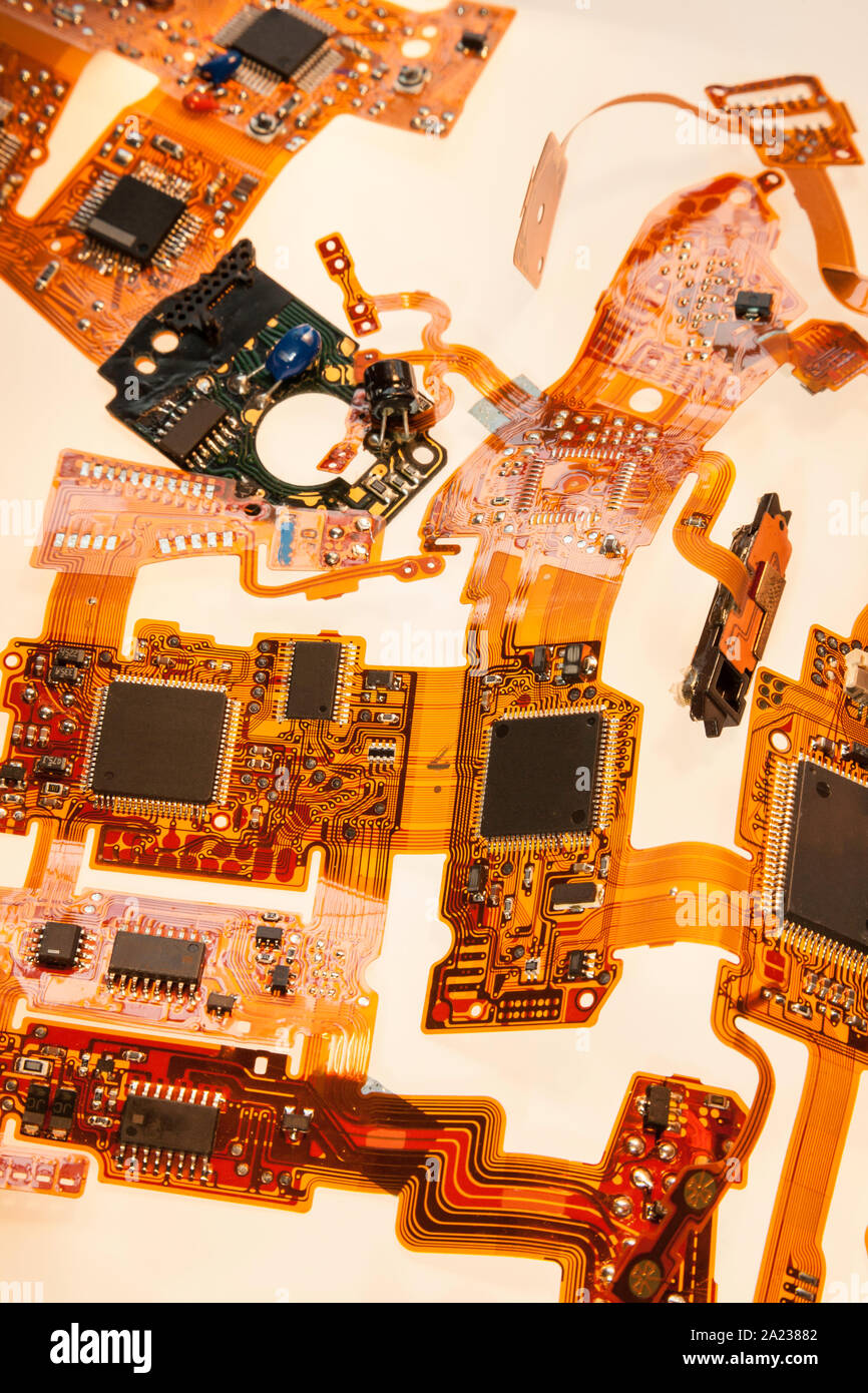 Circuit board of a Canon digital camera on white background Stock Photo ...