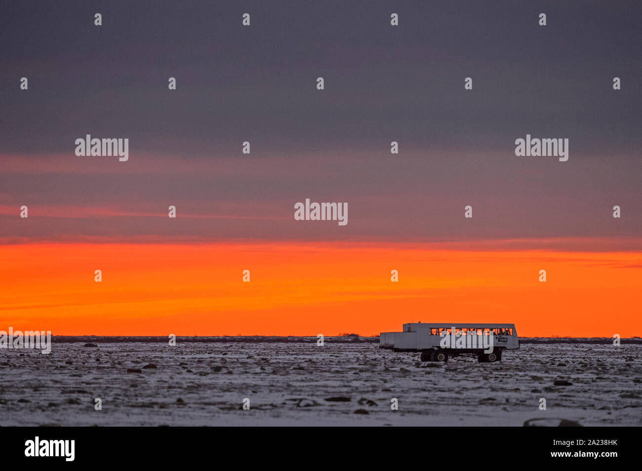 Sunset skies over Hudson Bay at freeze-up, Wapusk National Park, Cape ...