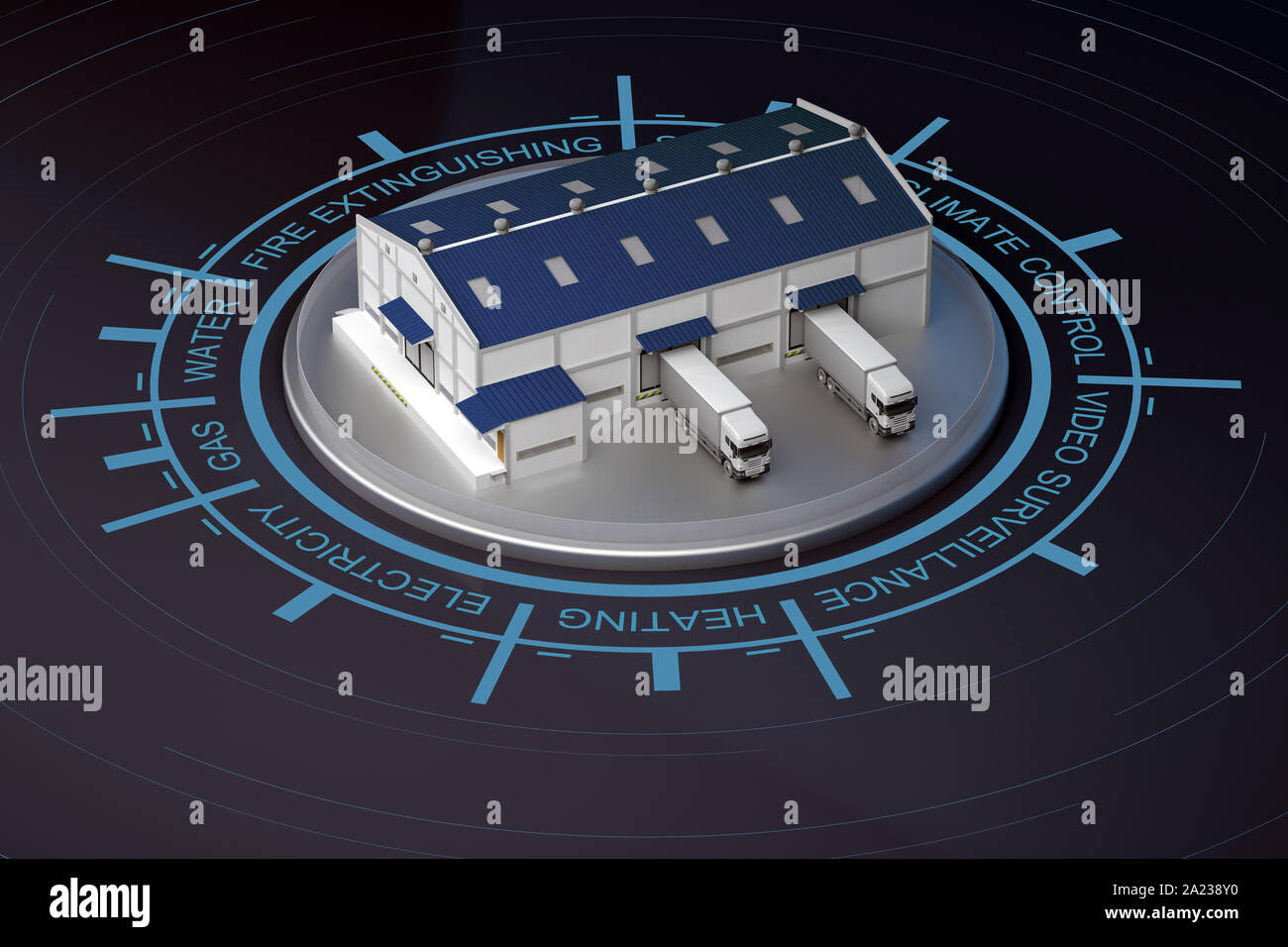 smart warehouse with infographics. 3d rendering Stock Photo - Alamy