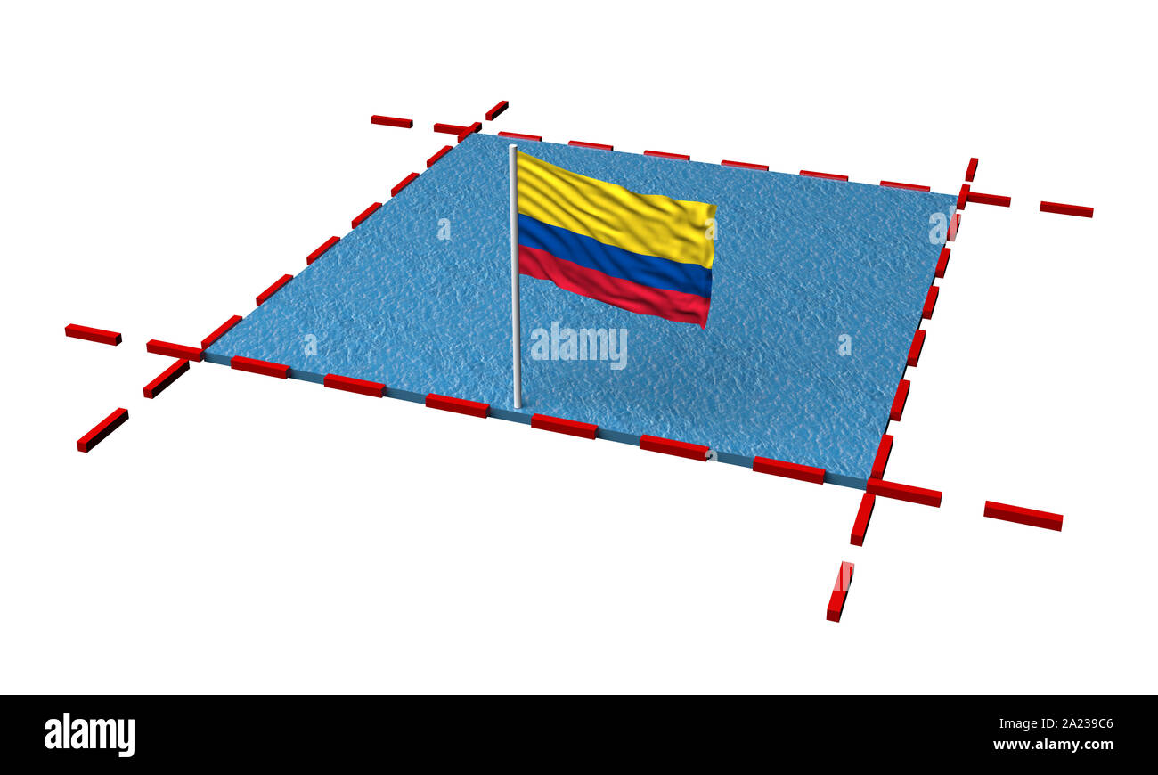part sea with borders and flag of Colombia. 3d rendering Stock Photo ...