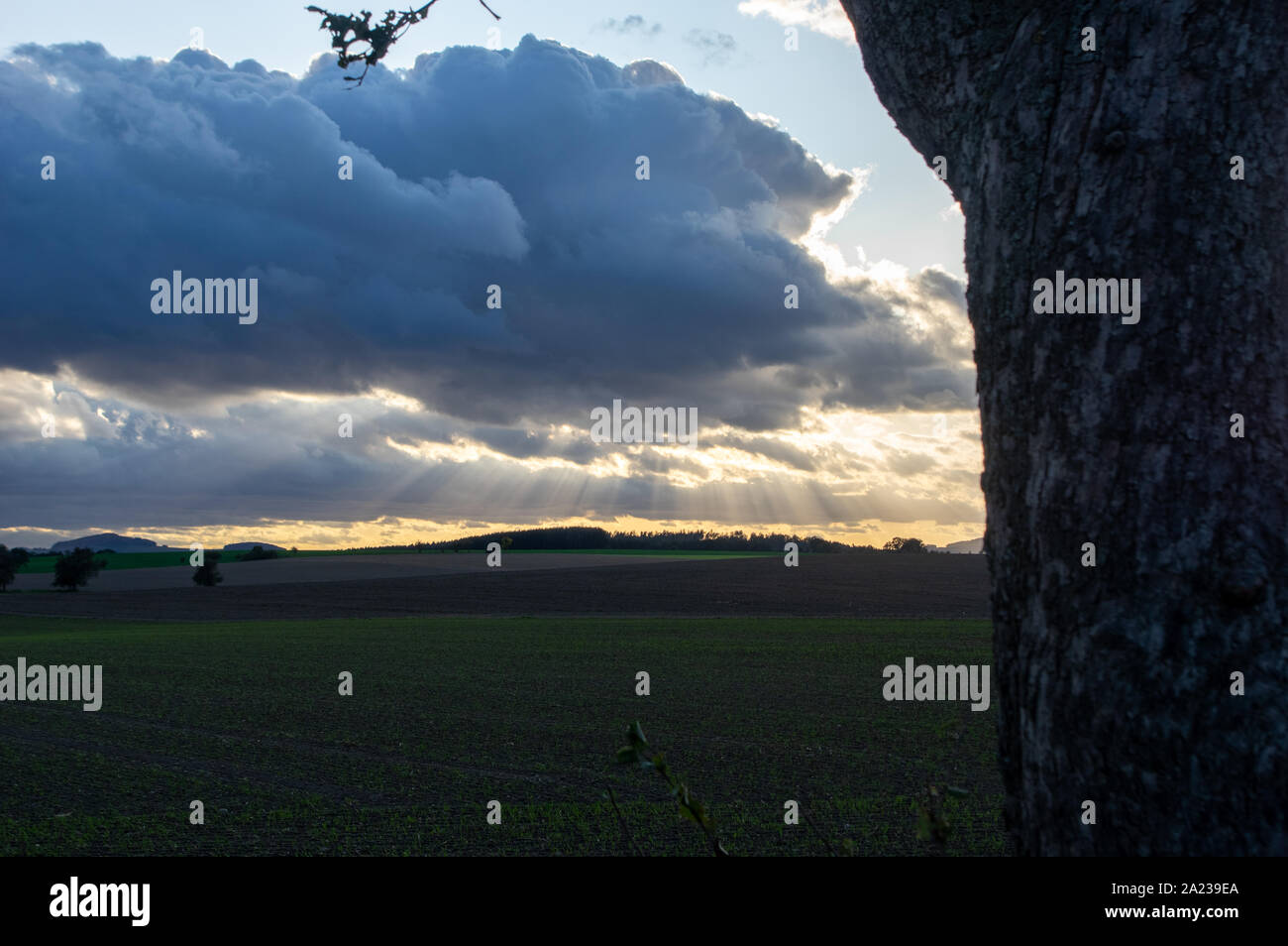 Sun rays through storm clouds hi-res stock photography and images - Alamy