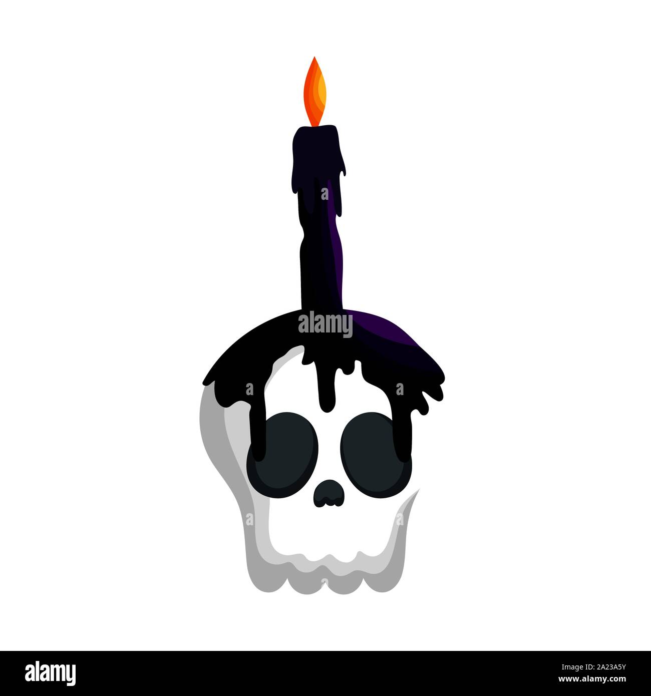 skull with candle trick or treat happy halloween vector illustration ...