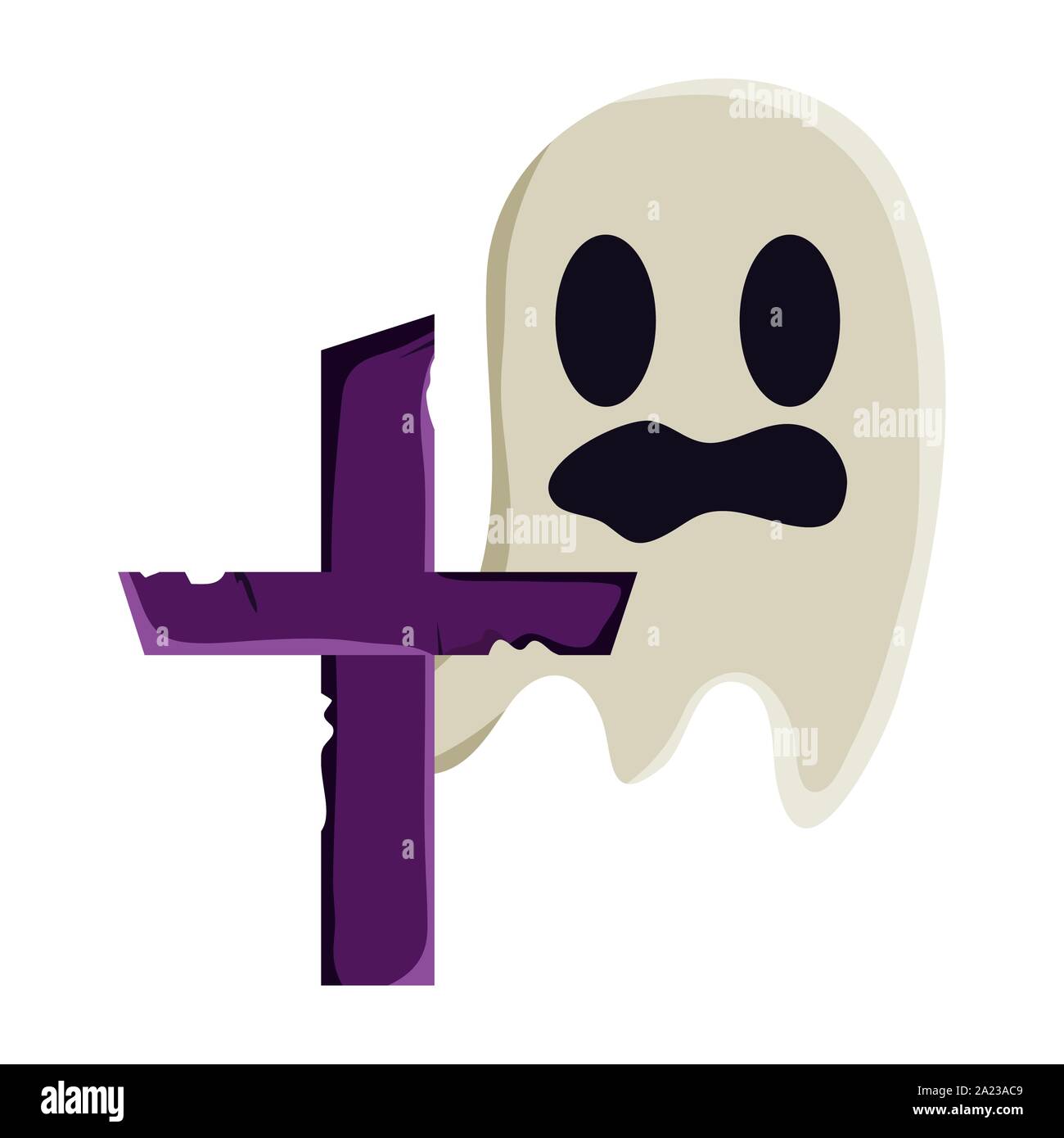 ghost cross trick or treat happy halloween vector illustration Stock ...