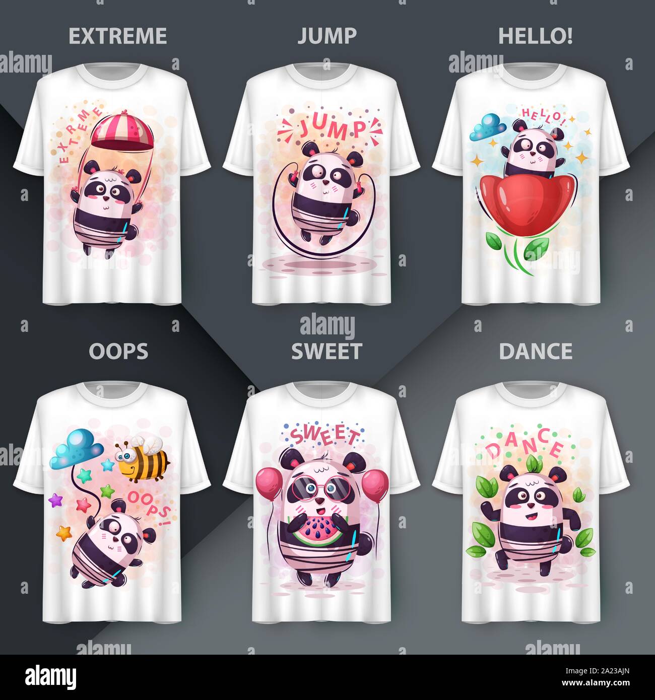 Set cute panda - cartoon characters Stock Vector Image & Art - Alamy